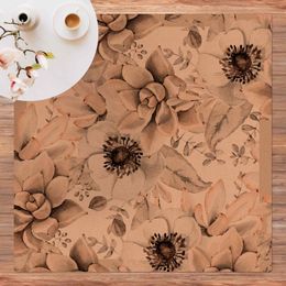 Bilderwelten Kork-Teppich Illustration beige Aquarell - Aquarell Gesteck mit Sukkulenten und Knospen - Deko Wohnzimmer Schlafzimmer