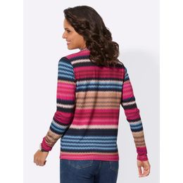 Casual Looks Damen Stehkragenshirt "Druck-Shirt", blau, Gr. 38, bedruckt, gemustert, mehrfarbig, 95% Viskose, 5% Elasthan, Shirts