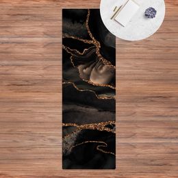 Bilderwelten Kork-Teppich Abstrakt schwarz Korkmatte - Schwarz mit Glitzer Gold - Deko Wohnzimmer Schlafzimmer