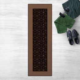 Bilderwelten Kork-Teppich modern schwarz weiss Fliesenoptik - Geometrische Fliesen Punktlinien Schwarz mit Bord&uuml;re - Geometrisch Wohnzimmer Schlafzimmer