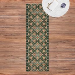 Bilderwelten Kork-Teppich Illustration t&uuml;rkis Fliesenoptik - Geometrischer Fliesenmix Herzen T&uuml;rkis - Deko Wohnzimmer Schlafzimmer