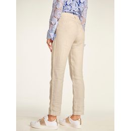 Damen Leinenhose, beige, Gr. 44, Ashley Brooke BY HEINE, unifarben, 100% Leinen, Hosen