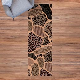 Bilderwelten Kork-Teppich Illustration grau Tiere Korkmatte - Animalprint Zebra Tiger Leopard Europa - Deko Wohnzimmer Schlafzimmer