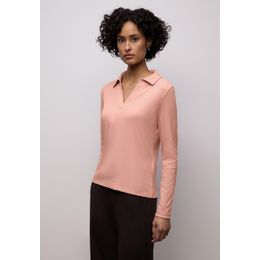 Langarmshirt Street One, Damen, Gr. 42, light apricot meliert, Web, 96% Baumwolle, 4% Elasthan, unifarben, normal normal, hoch geschlossener Ausschnitt, angesetztes B&uuml;ndchen, Shirts Langarmshirt, in Melange Optik