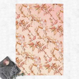 Bilderwelten Kork-Teppich Illustration rosa Aquarell - Romantisches Bl&uuml;tenaquarell Natur Rosa - Deko Wohnzimmer Schlafzimmer