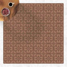 Bilderwelten Kork-Teppich Illustration grau Fliesenoptik - Fliesenmuster Faro grau - Deko Wohnzimmer Schlafzimmer