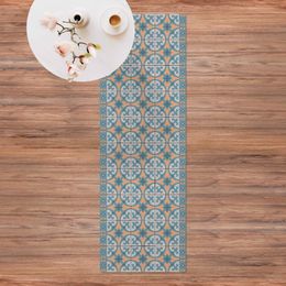 Bilderwelten Kork-Teppich Illustration blau Fliesenoptik - Geometrischer Fliesenmix Kreise Blaugrau - Deko Wohnzimmer Schlafzimmer