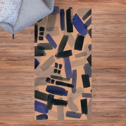 Bilderwelten Kork-Teppich Illustration blau Aquarell - Himmelblaue Aquarellbalken - Geometrisch Wohnzimmer Schlafzimmer