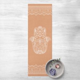 Bilderwelten Kork-Teppich Orientalisch weiss Spirituell Korkmatte - Hamsa Das dritte Auge - Meditation Wohnzimmer Schlafzimmer