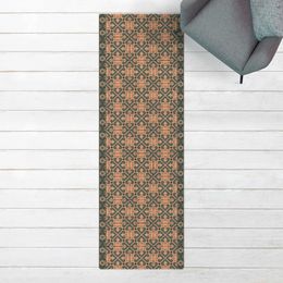 Bilderwelten Kork-Teppich Illustration blau Fliesenoptik - Geometrischer Fliesenmix Herzen Blaugrau - Deko Wohnzimmer Schlafzimmer