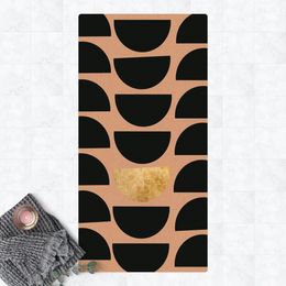 Bilderwelten Kork-Teppich modern schwarz weiss originell Korkmatte - Geometrischer Halbkreis II - Deko Wohnzimmer Schlafzimmer