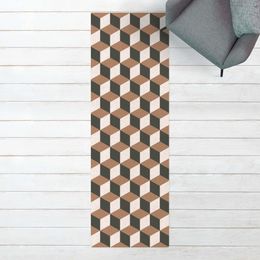 Bilderwelten Kork-Teppich Illustration blau Fliesenoptik - Geometrischer Fliesenmix W&uuml;rfel Blaugrau - Deko Wohnzimmer Schlafzimmer