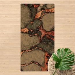 Kork-Teppich - Spiel der Farben Farngr&uuml;n und Gold - Illustration gr&uuml;n Aquarell Deko Wohnzimmer Schlafzimmer