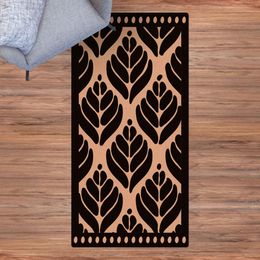 Bilderwelten Kork-Teppich Illustration schwarz weiss Korkmatte - Stilisierte Palmenbl&auml;tter mit Balken - Deko Wohnzimmer Schlafzimmer
