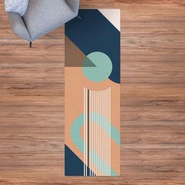 Bilderwelten Kork-Teppich Abstrakt blau Korkmatte - Bauhaus Berlin - Geometrisch Wohnzimmer Schlafzimmer