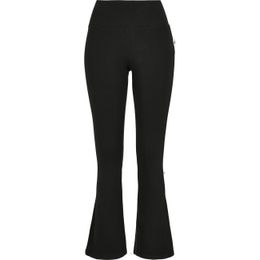 Urban Classics Damen Leggings "Urban Classics Damen Ladies Organic Interlock Bootcut Leggings", schwarz, Gr. S, unifarben, 95% Baumwolle (Bio), 5%