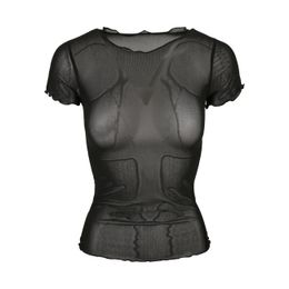 Kurzarmshirt Urban Classics "Urban Classics Damen Ladies Mesh Tee", Damen, Gr. L, schwarz, 94% Polyamid, 6% Elasthan, unifarben, slim fit, Rundhals, Shirts