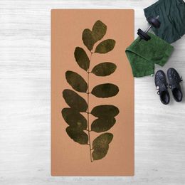 Bilderwelten Kork-Teppich modern gr&uuml;n originell Korkmatte - Grafische Pflanzenwelt - Dunkelgr&uuml;n - Deko Wohnzimmer Schlafzimmer