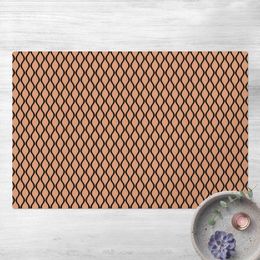 Bilderwelten Kork-Teppich Vintage schwarz weiss Korkmatte - Retro Muster mit Wellen in Schwarz - Geometrisch Wohnzimmer Schlafzimmer