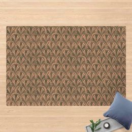 Bilderwelten Kork-Teppich Vintage t&uuml;rkis Korkmatte - Vintage Muster Art Deco B&ouml;gen - Geometrisch Wohnzimmer Schlafzimmer