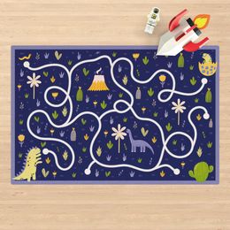 Bilderwelten Kork-Teppich Illustration violett Korkmatte - Dinosaurier - Dinomama sucht ihr Baby - Dinosaurier Kinderzimmer Baby M&auml;dchen Jungen