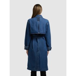 Khujo Damen Langmantel "Hera"mid blau, Gr. XL, Obermaterial: 100% Baumwolle. Futter: 100% Polyester, M&auml;ntel, Trenchcoat aus Jeans