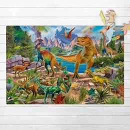 Bilderwelten Kork-Teppich Illustration bunt Korkmatte - T-Rex und Parasaurolophus - Dinosaurier Kinderzimmer Baby M&auml;dchen Jungen