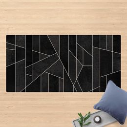 Kork-Teppich - Schwarz Wei&szlig; Geometrie Aquarell - Abstrakt schwarz weiss originell Korkmatte Geometrisch Wohnzimmer Schlafzimmer