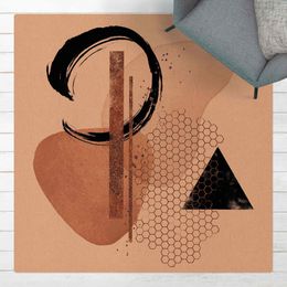 Bilderwelten Kork-Teppich Abstrakt braun Korkmatte - Abstrakte Komposition Bienenk&ouml;nigin - Deko Wohnzimmer Schlafzimmer