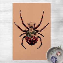 Bilderwelten Kork-Teppich Illustration rot Tiere Korkmatte - Illustration florale Spinne - Insekten Wohnzimmer Schlafzimmer