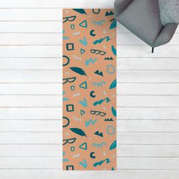 Bilderwelten Kork-Teppich Illustration blau Korkmatte - Gezeichnete Freiformen Wasser - Geometrisch Wohnzimmer Schlafzimmer
