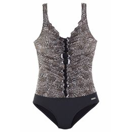 Lascana Damen Badeanzug, braun, Gr. 42, bedruckt, Polyamid, Badeanz&uuml;ge, mit trendigem Animalprint und Shaping-Effekt