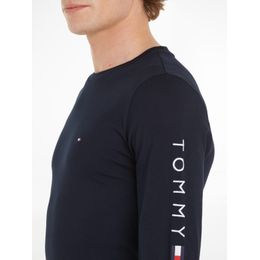 Tommy Hilfiger Herren Longsleeve "TOMMY LOGO LONG SLEEVE TEE", blau, Gr. M, bestickt, unifarben, Single Jersey, Obermaterial: 100% Baumwolle, Shirts,