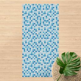 Bilderwelten Kork-Teppich Illustration blau Fliesenoptik - Mosaikfliesen Meeresrauschen - Deko Wohnzimmer Schlafzimmer