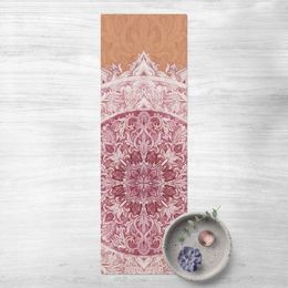 Bilderwelten Kork-Teppich Illustration rot Spirituell Aquarell - Mandala Aquarell Ornament rot - Mandala Wohnzimmer Schlafzimmer