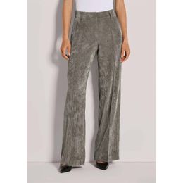 Madeleine Mode MADELEINE Damen Cordhose "Cordhose Weite Cordhose mit B&uuml;gelfalten", grau, Modern, Gr. 20, Obermaterial: 82% Polyester PES. 15% Polyamid PA. 3%