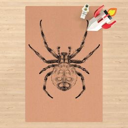 Bilderwelten Kork-Teppich Illustration schwarz Tiere Korkmatte - Illustration ruhende Spinne Schwarz - Insekten Wohnzimmer Schlafzimmer
