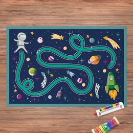 Bilderwelten Kork-Teppich Illustration bunt Korkmatte - Weltraum - R&uuml;ckweg zur Rakete - Auto Kinderzimmer Baby M&auml;dchen Jungen