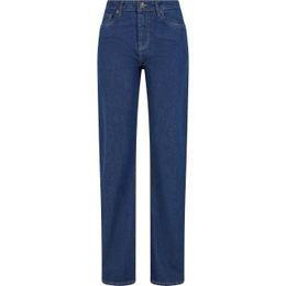 Bequeme Jeans Urban Classics "Urban Classics Ladies Straight Fit Denim", Damen, Gr. 33, Normalgr&ouml;&szlig;en, mid tiefblau washed, 100% Baumwolle, unifarben, normal, Jeans
