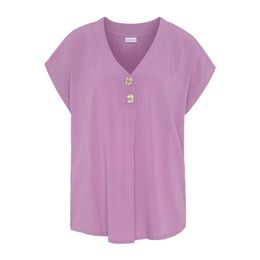 Lascana Damen Schlupfbluse, lila, Gr. 36, unifarben, Web, Obermaterial: 100% Viskose, Blusen, mit modischen Kn&ouml;pfen, luftige Kurzarmbluse, sommerlich