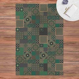 Bilderwelten Kork-Teppich modern blau Mosaik - Marokkanische Mosaikfliesen t&uuml;rkis blau - Deko Wohnzimmer Schlafzimmer