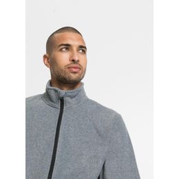 bonprix Herren Fleecejacke, schwarz, Gr. 64, kontrastfarbene Details, unifarben, Fleece, Obermaterial: 100% Polyester, Jacken, unifarbenes Design mit