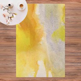 Bilderwelten Kork-Teppich modern gelb originell Aquarell - Metallische Reflektionen - Deko Wohnzimmer Schlafzimmer