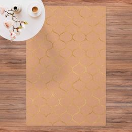 Bilderwelten Kork-Teppich Orientalisch gold Korkmatte - Marokkanisches Aquarell Linienmuster Gold - Geometrisch Wohnzimmer Schlafzimmer