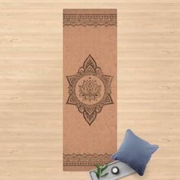 Bilderwelten Kork-Teppich Illustration grau Spirituell Steinoptik - Mandala Lotus Betonoptik - Mandala Wohnzimmer Schlafzimmer