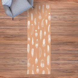 Bilderwelten Kork-Teppich Illustration weiss Federn Korkmatte - Flauschige Federn Wei&szlig; - Feder Wohnzimmer Schlafzimmer