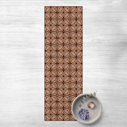 Bilderwelten Kork-Teppich Illustration schwarz Fliesenoptik - Fliesenmuster Stern Geometrie schwarz - Deko Wohnzimmer Schlafzimmer