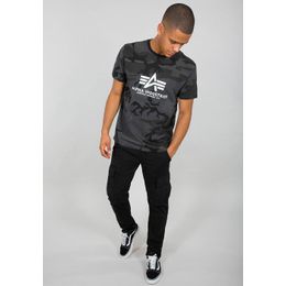 Herren T-Shirt "Basic T-Shirt", schwarz, Gr. XXL, Alpha Industries, bedruckt, Single Jersey, Obermaterial: 100% Baumwolle, Shirts, Baumwolle, regular