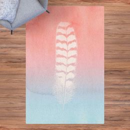 Bilderwelten Kork-Teppich Illustration rosa Federn Aquarell - Leicht wie eine Feder - Feder Wohnzimmer Schlafzimmer