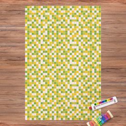 Bilderwelten Kork-Teppich Illustration gr&uuml;n Fliesenoptik - Mosaikfliesen Fr&uuml;hlingsset - Deko Wohnzimmer Schlafzimmer